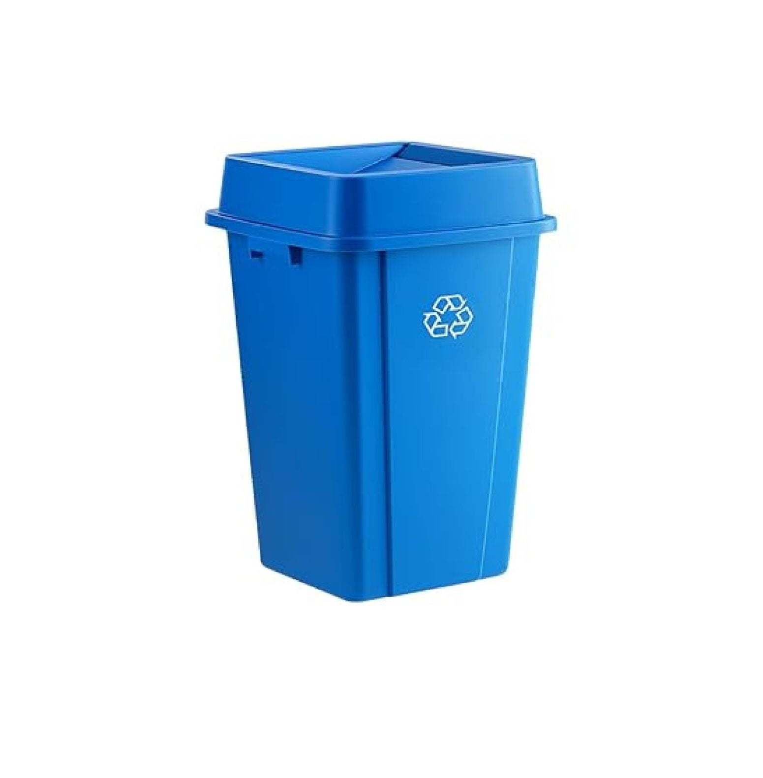 Blue 19‑Gallon Square Garbage Can with Lid - Heavy‑Duty Plastic ...