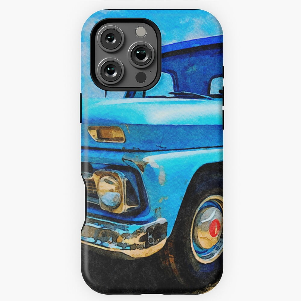 Blue 1964 Chevrolet C10 Watercolor Phone Case for iPhone 16 15 14 13 12 ...
