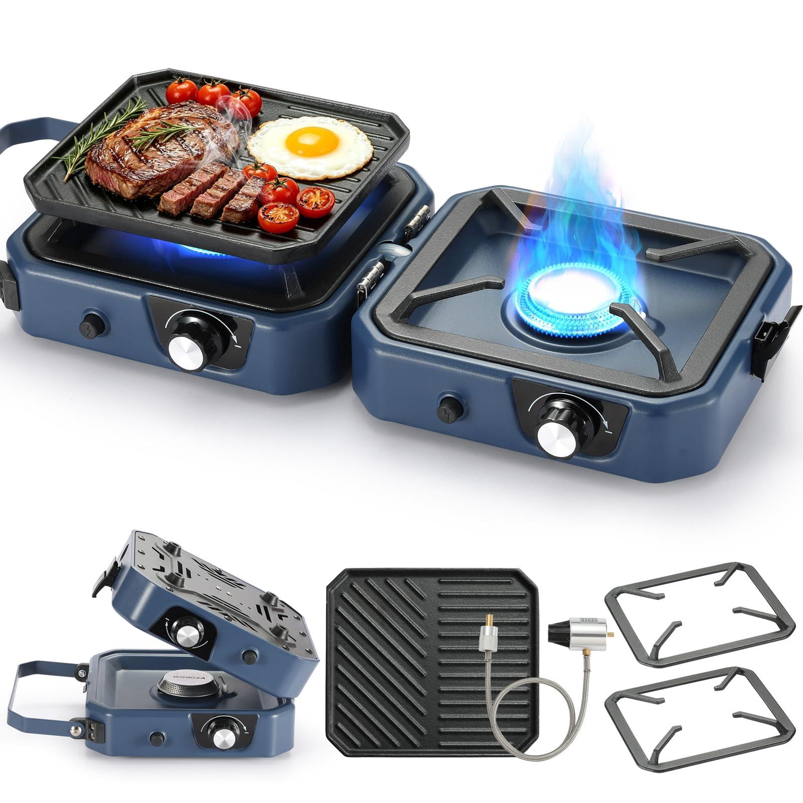 Blue 2 Burner With Griddle 304 Stainless Steel Camping Stove - Walmart.com