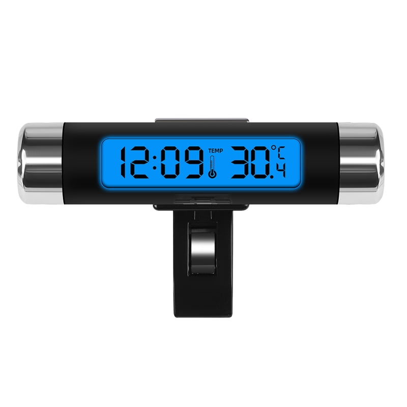 Blue-2 IN 1 Electronic Car Clock Thermometer Time Watch Auto Clocks ...