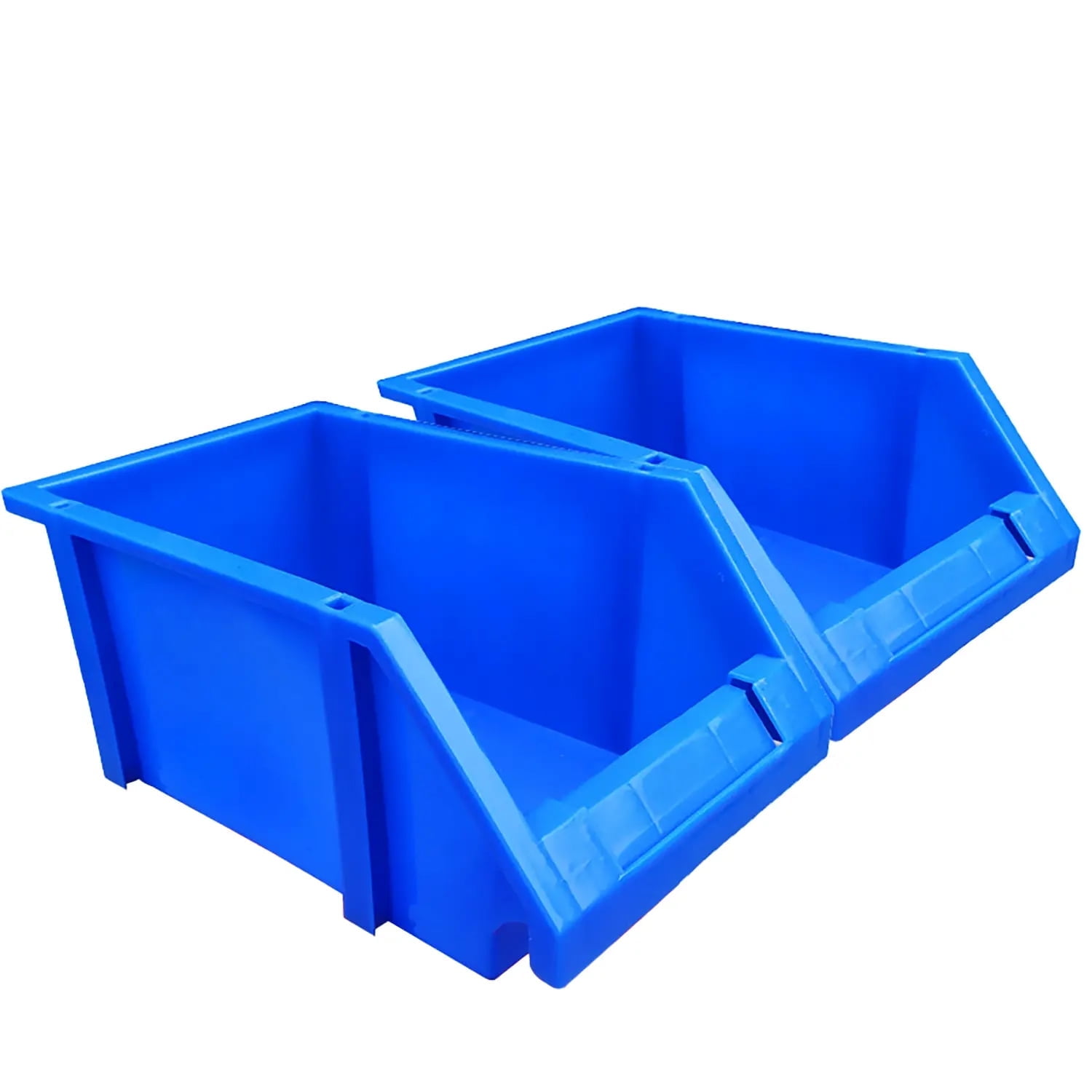 Blue 2-Pack Garage Storage Tool Bins - Stackable Plastic Organizer for ...
