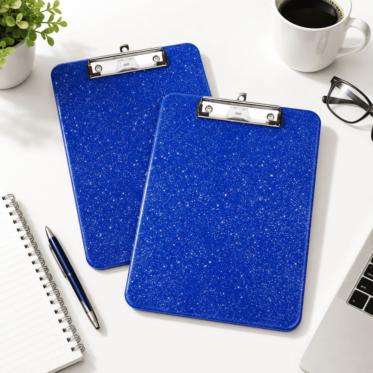 Blue 2 Pack Glitter Plastic Clipboards with Pen Holder, Fits 8.5x11 ...