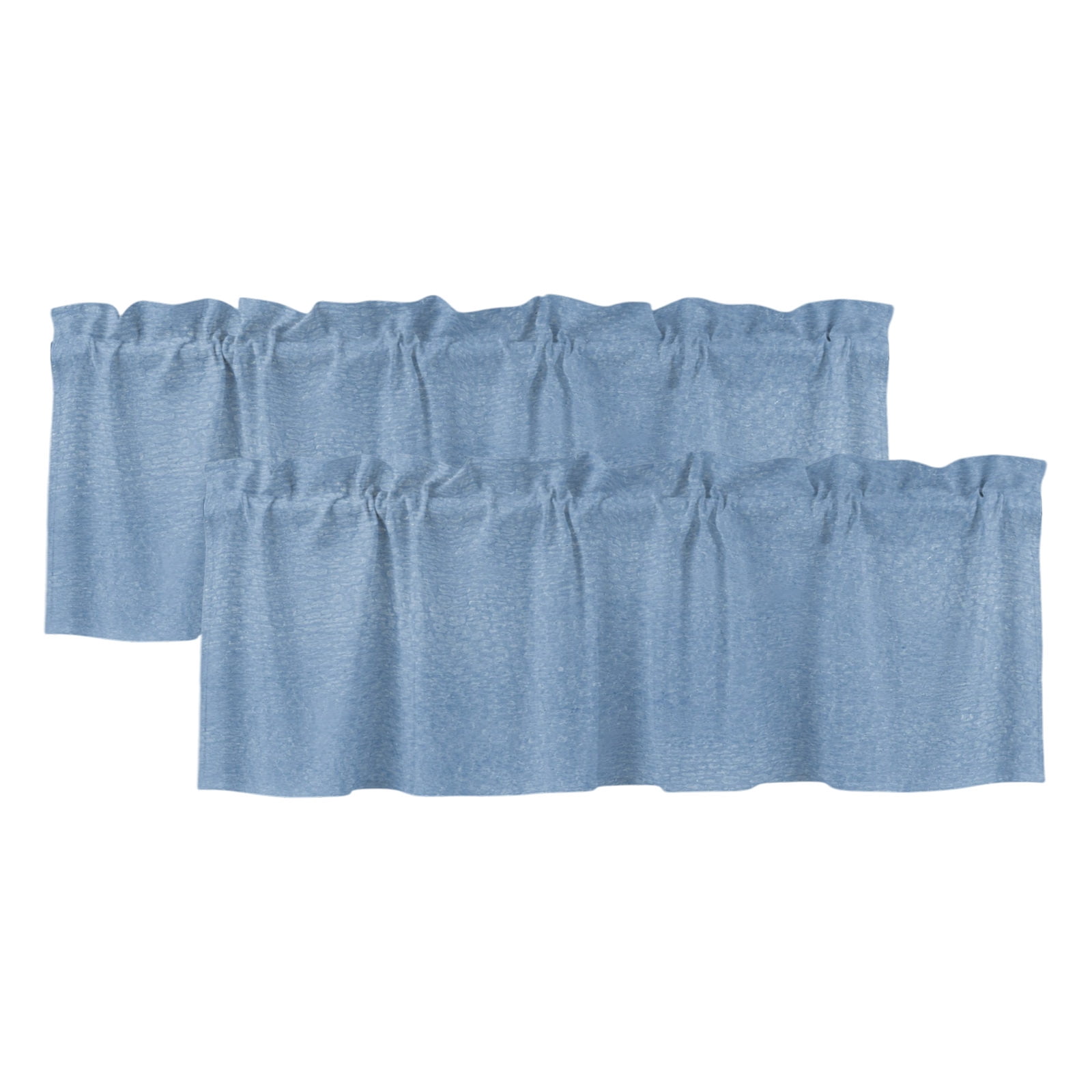 Blue 2 Panels Kitchen Valance, Natural Solid Color Organic Mottling ...