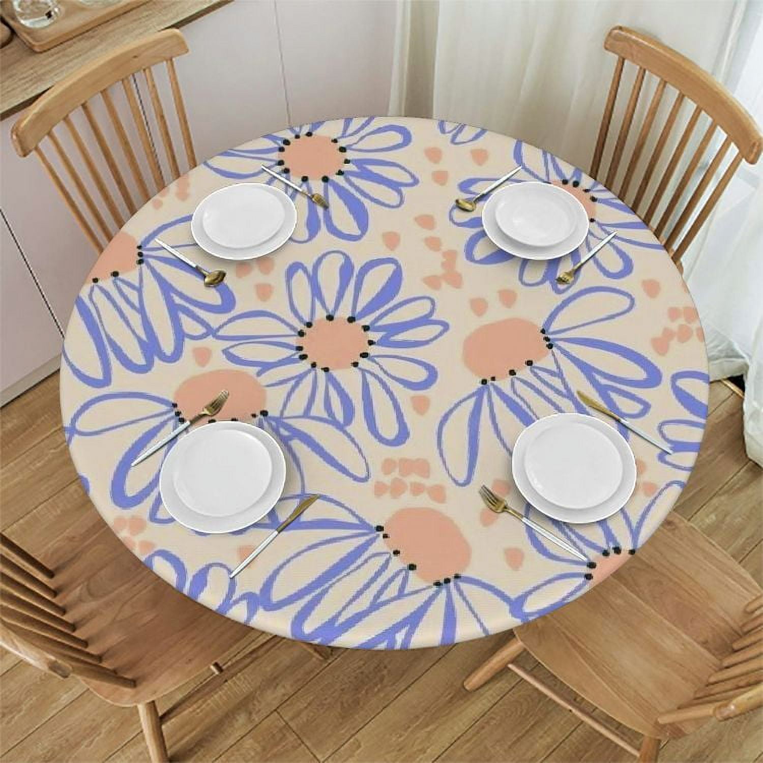 Blue-2 Round Table Cover for Picnic Dining Kitchen Farmhouse - Walmart.com