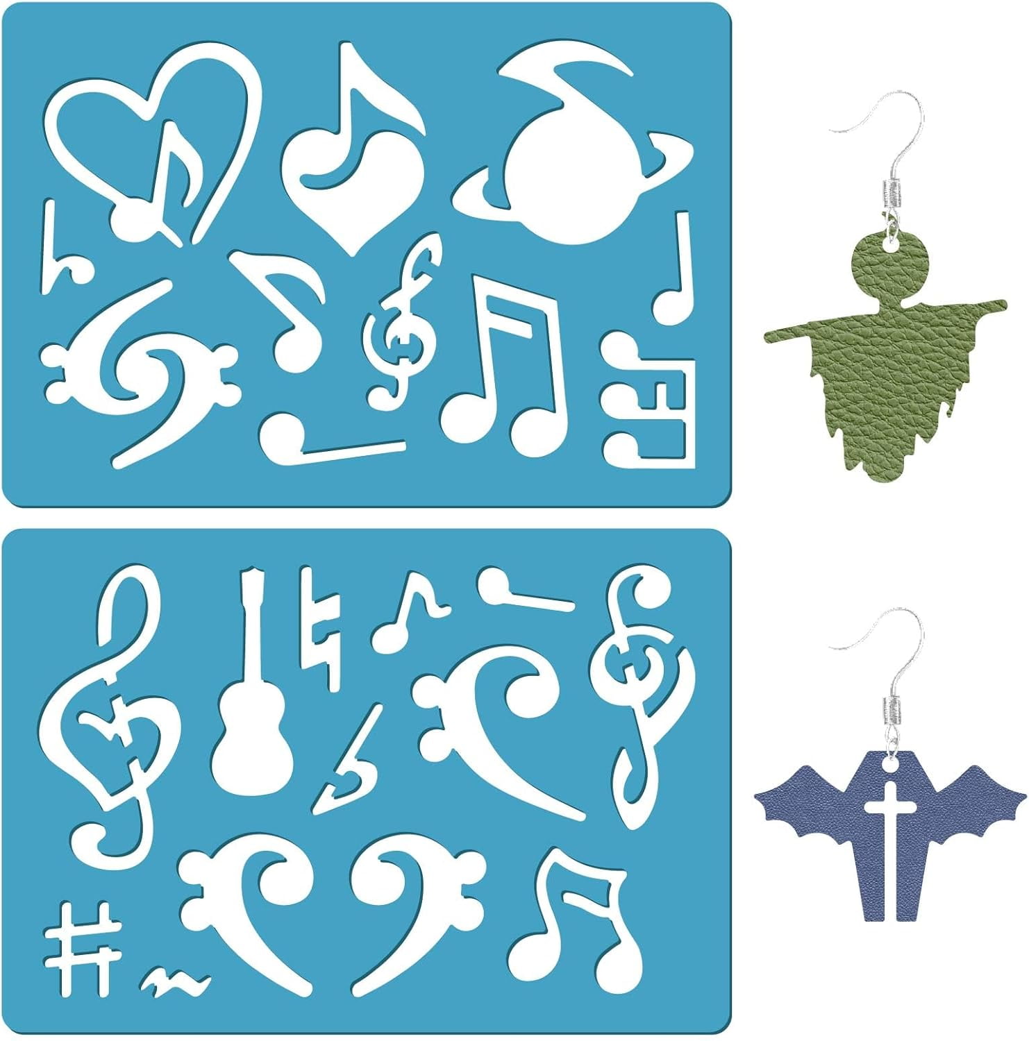 Blue 2 Styles Musical Note Earrings Jewelry Making Template Acrylic ...