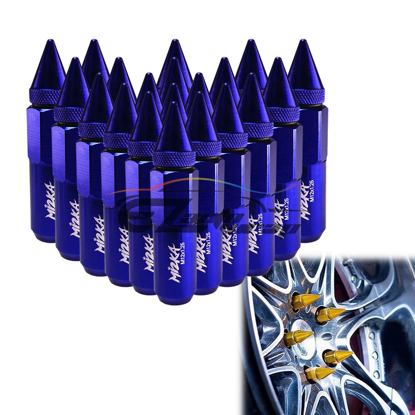 Blue 20 PCS M12X1.25 Lug Nuts Spiked Extended Tuner Aluminum Wheels ...