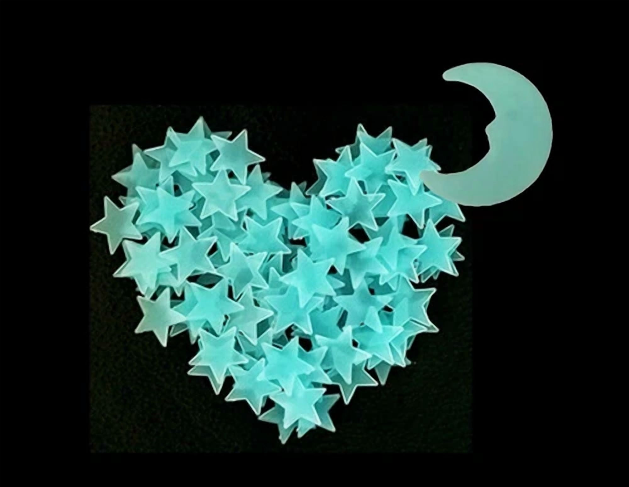 Blue 200 Glow In The Dark Plastic Stars Blue Moon Kids Home Wall ...