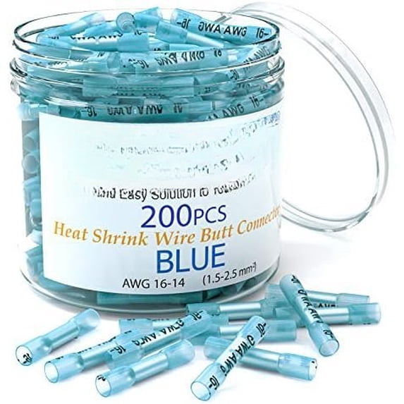 Blue 200 count Heat Shrink Wire Connector Kit, Insulated Electrical ...