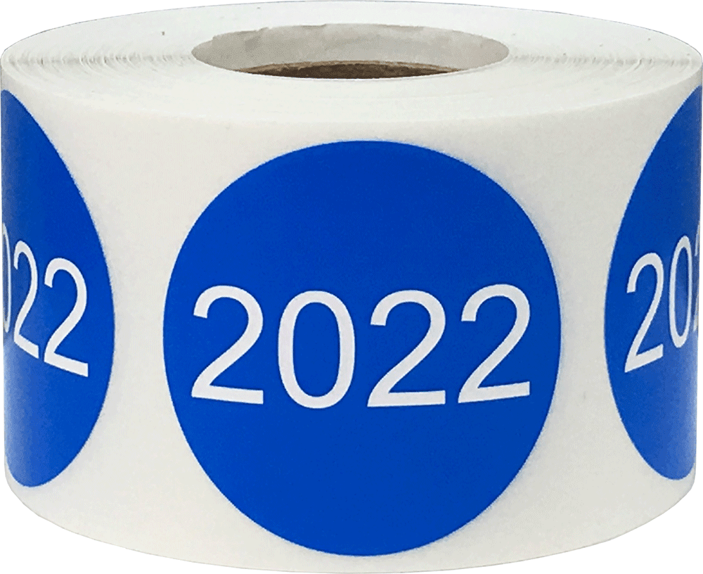 Blue 2022 Year Stickers 1 1/2 Inch Circle Dots 500 Total Labels ...