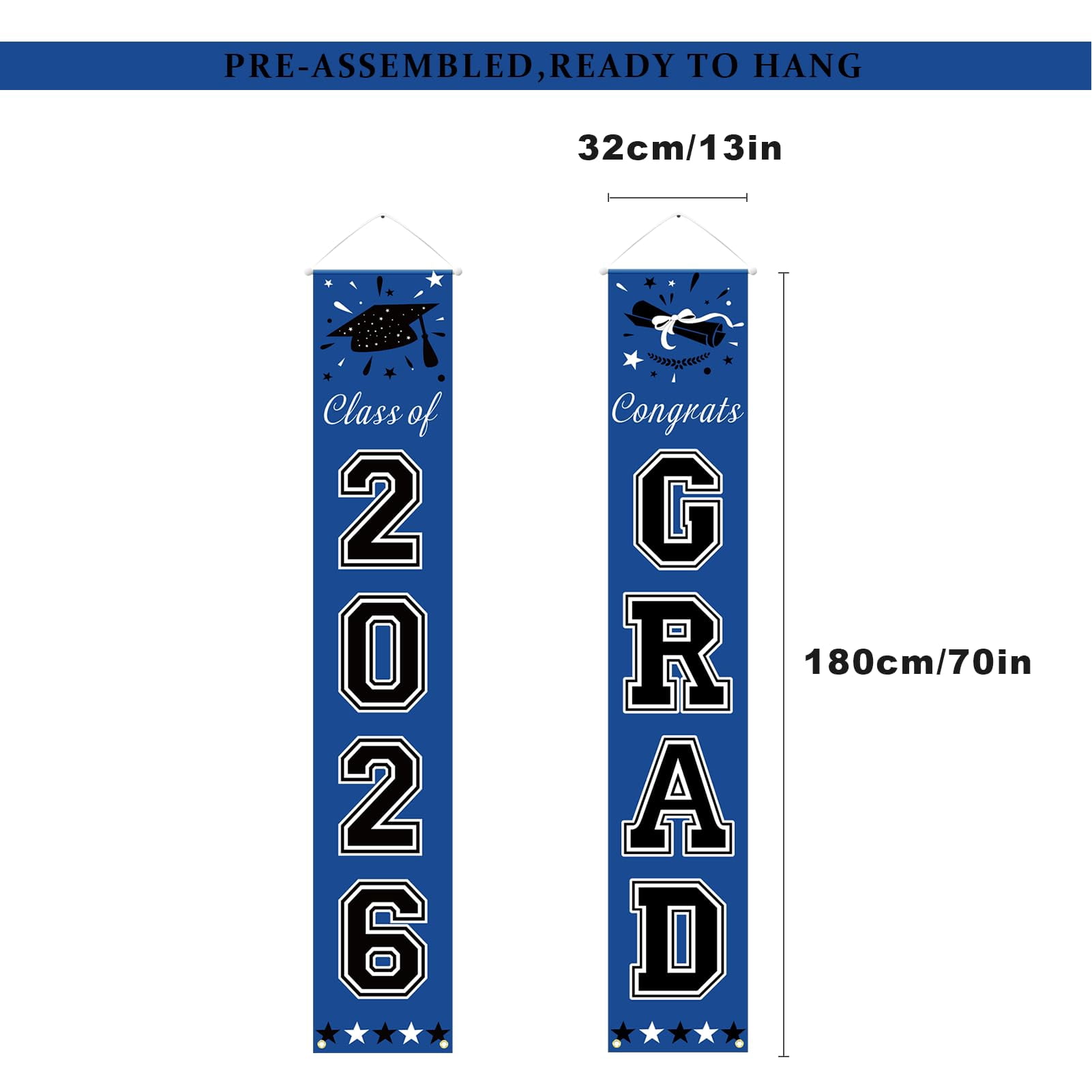 Blue 2026 Graduation Porch Banner Congrats Grad Party Decor - Walmart.com