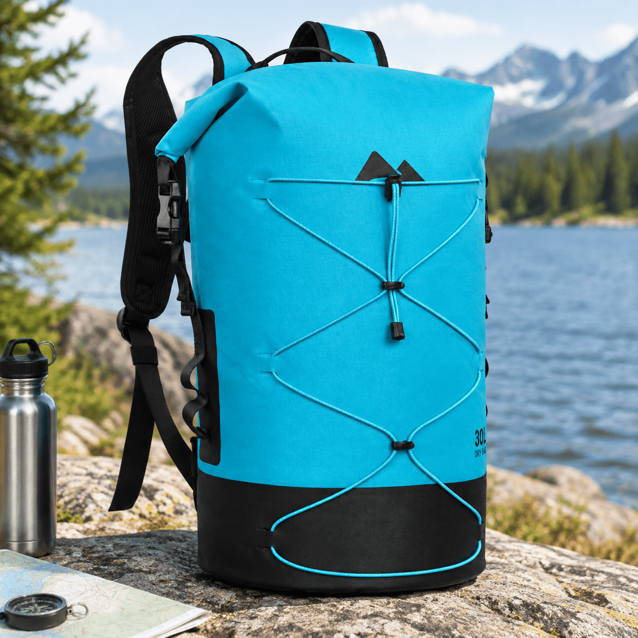 Blue 20L Floating Roll Top Waterproof Dry Bag for Boating Kayaking ...