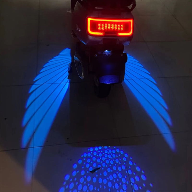 (Blue) 2Pcs Motorcycle LED Underbody Light Projector Ghost Angel Wings ...