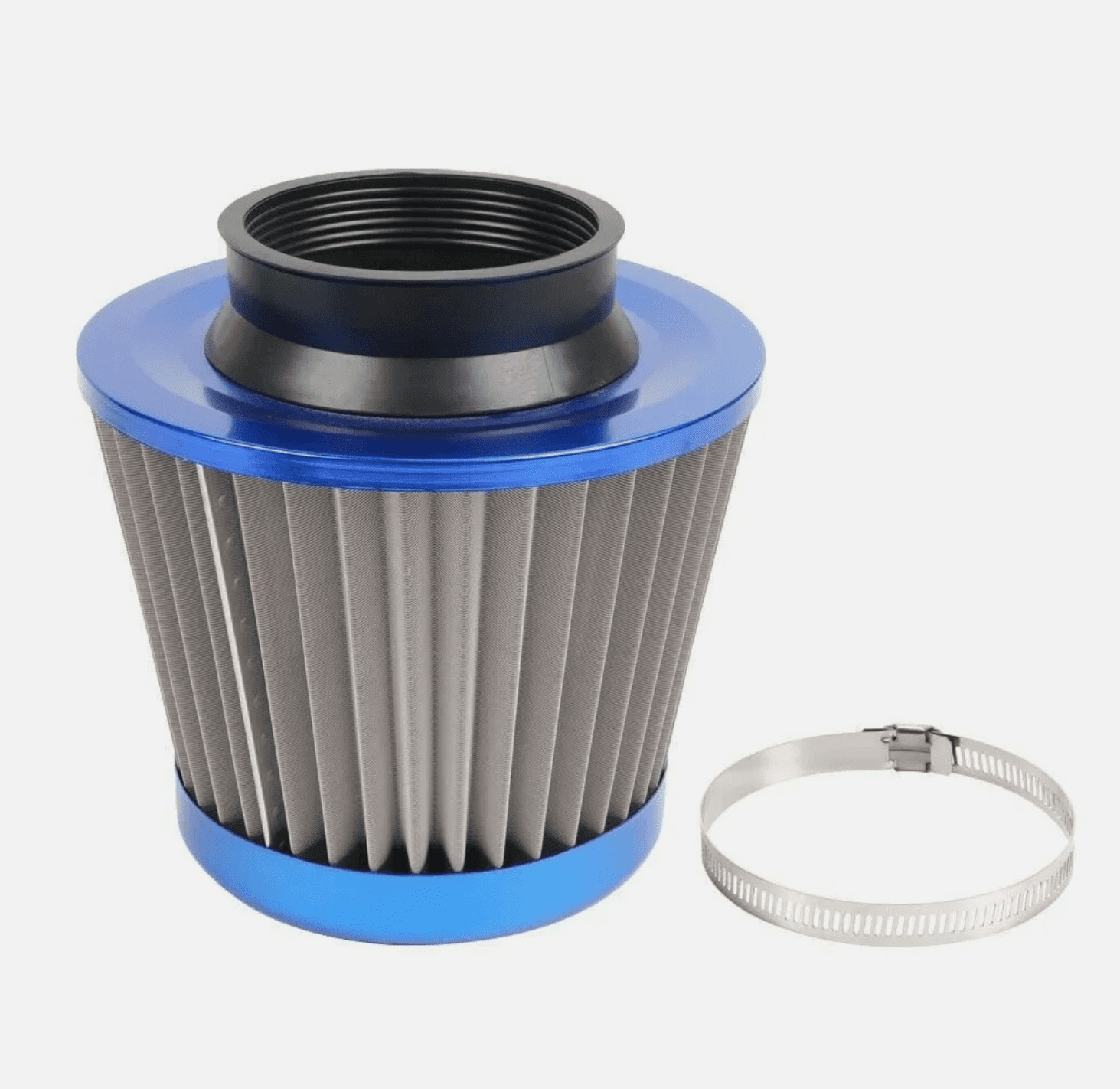 Blue 3" 76mm REUSABLE Air Filter STAINLESS STEEL Wire High Flow Cold ...