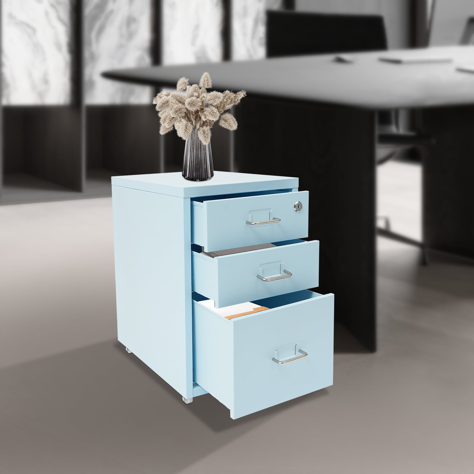 Blue 3-Drawer File Cabinet For Offices, Libraries, Classrooms To Store ...