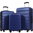Blue 3-Piece ABS Hardside Luggage Set with TSA Lock, 360° Spinner ...