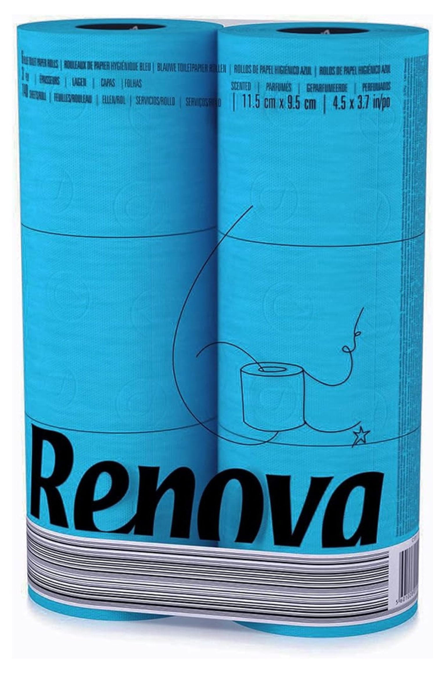 Blue 3-Ply - Pack of 6 Compact Rolls - 140 Sheets - Eco-Label Certified ...