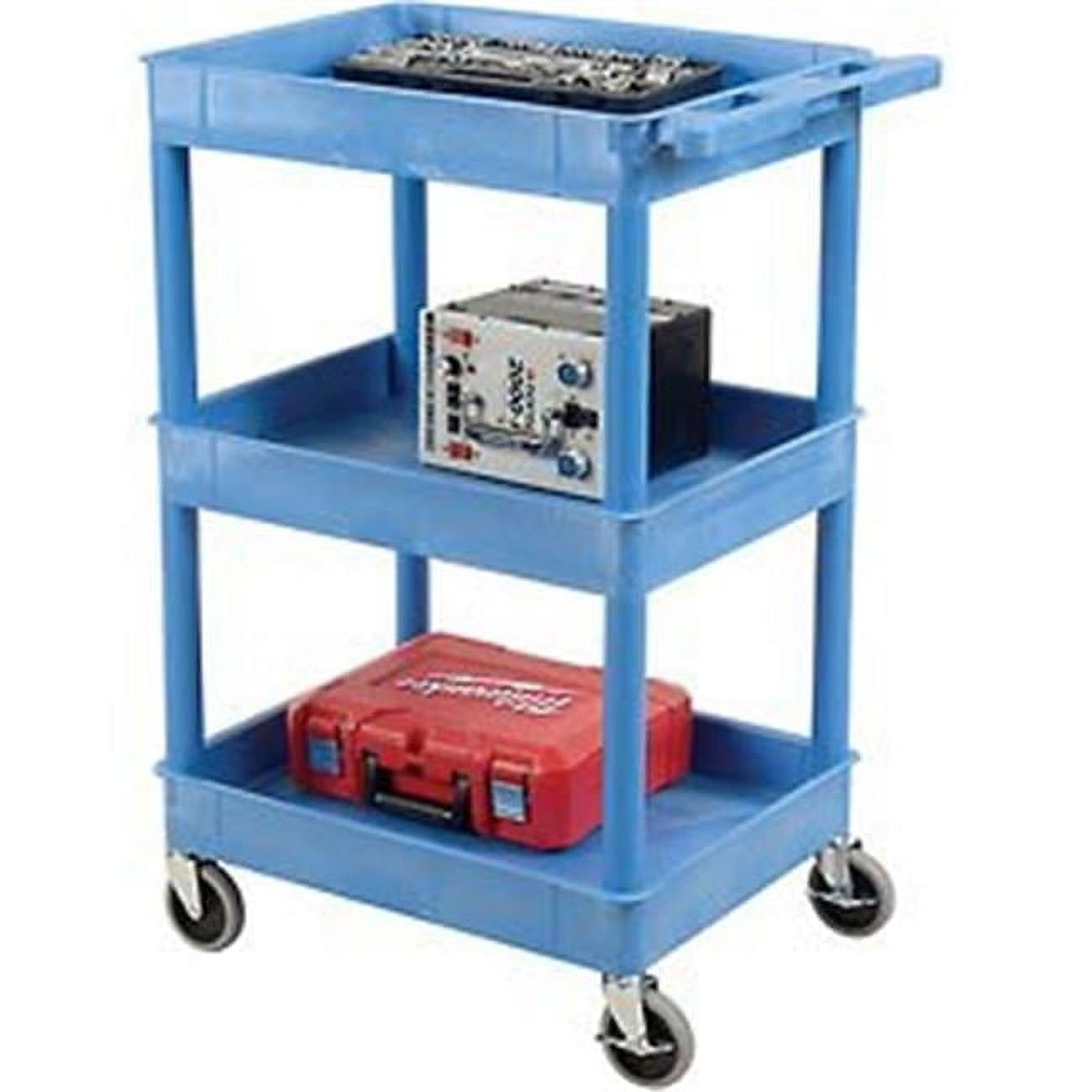 Blue 3 Shelf Tray Shelf Plastic Cart, 24 x 18 in. - Walmart.com