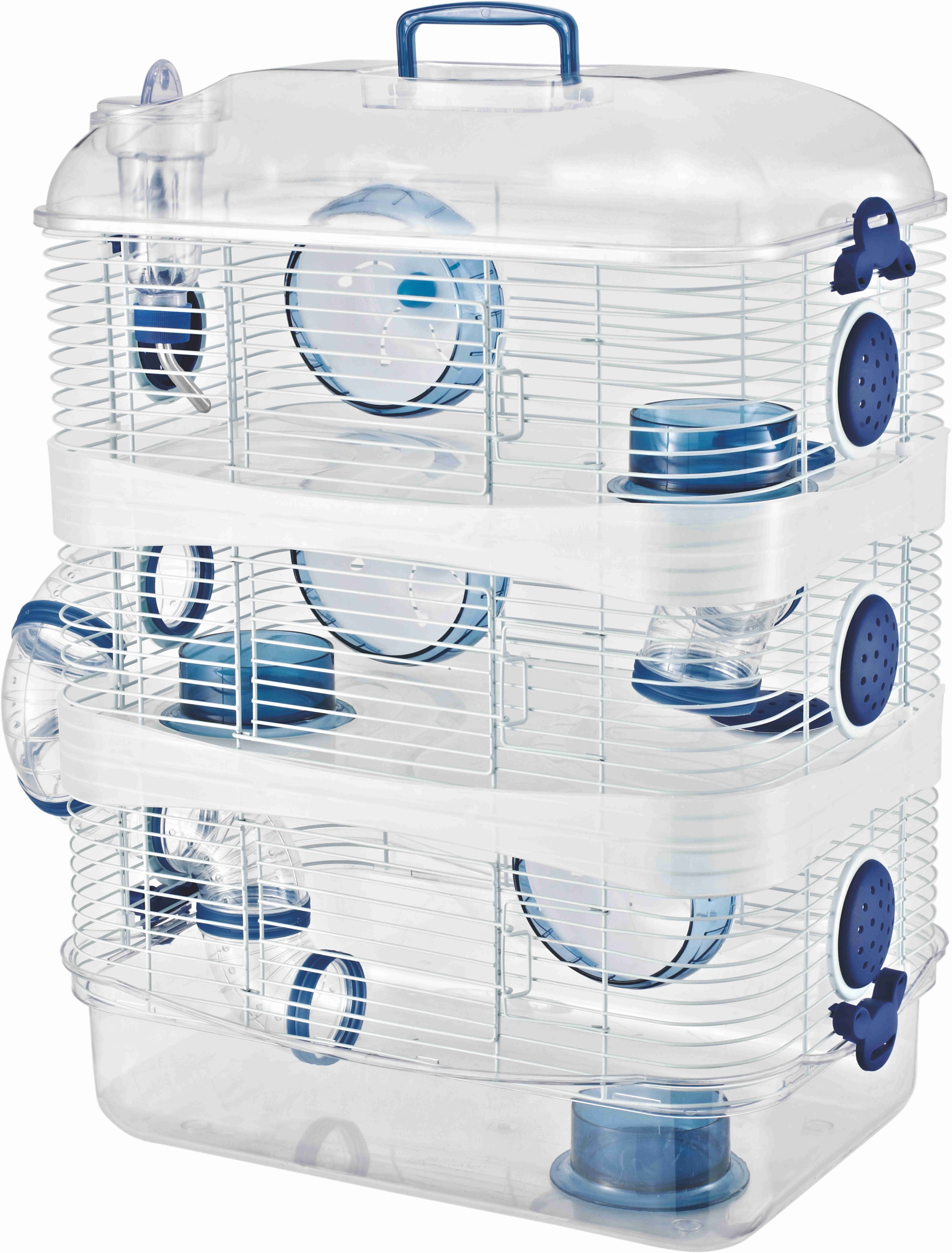 Blue 3-Story Acrylic Hamster Habitat, Customizable Rodent Home Cage ...