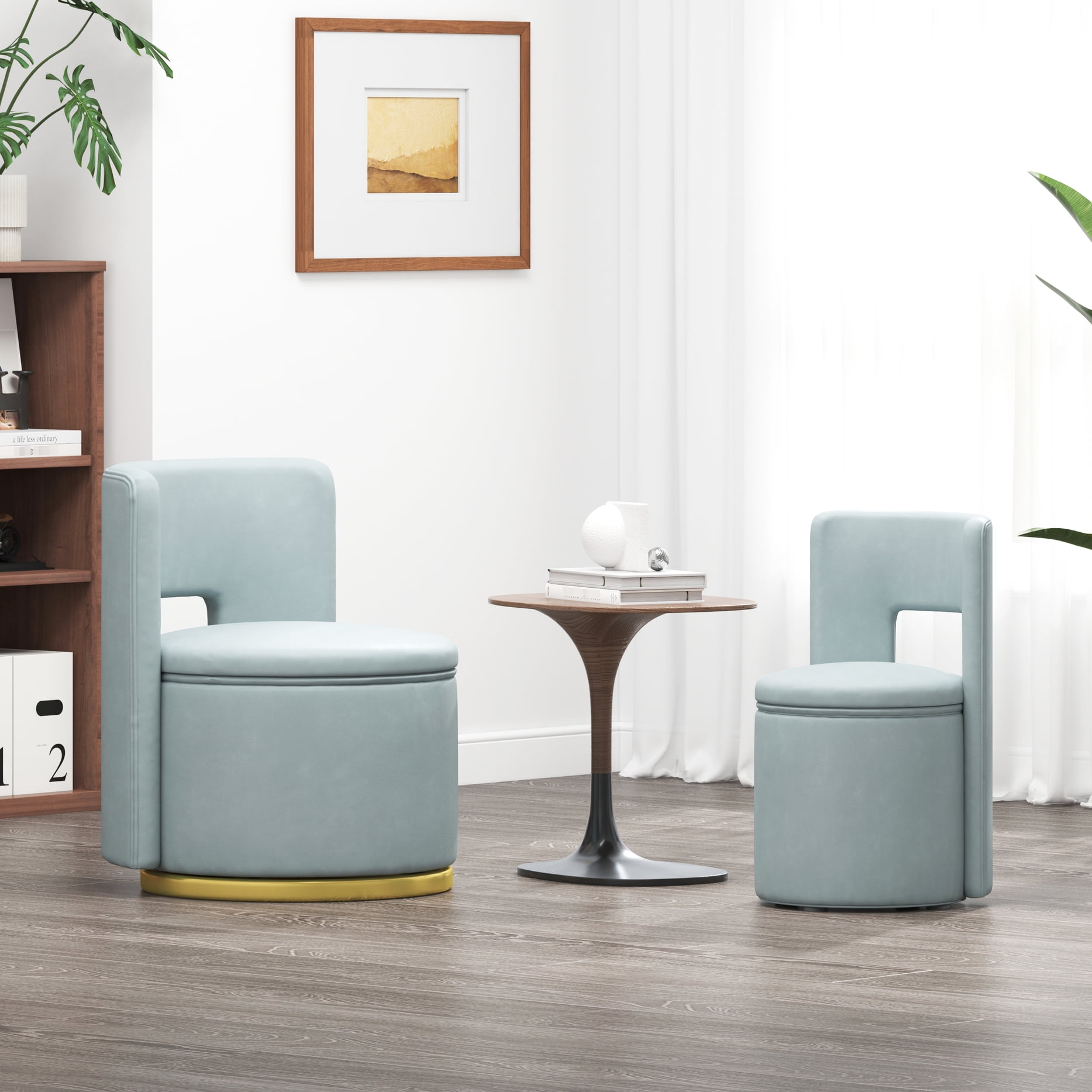 Blue 360° Swivel Chair - Improves Space Utilization In Living Room ...