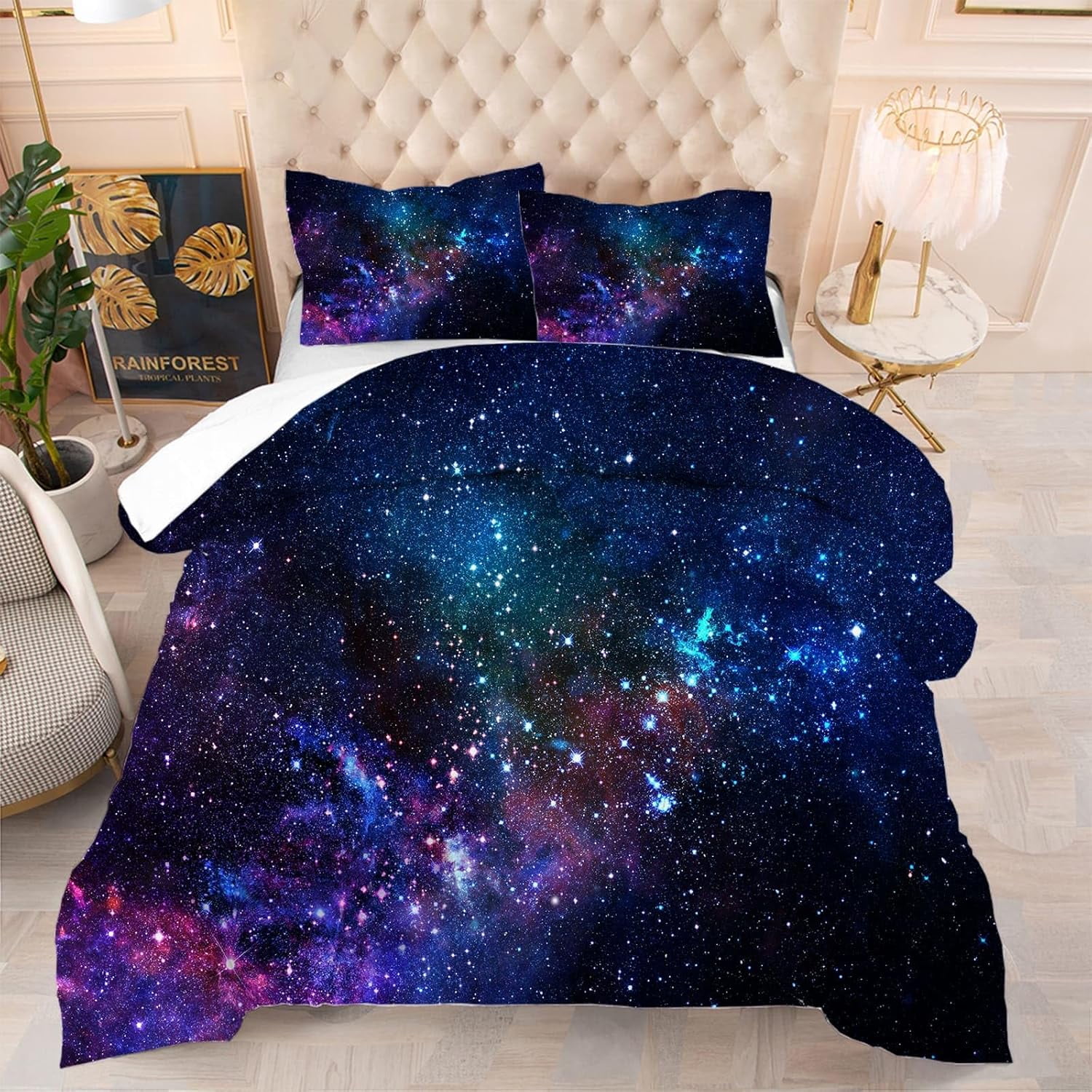 Blue 3D Galaxy Comforter Set Queen Size Outer Space Starry Sky Universe ...
