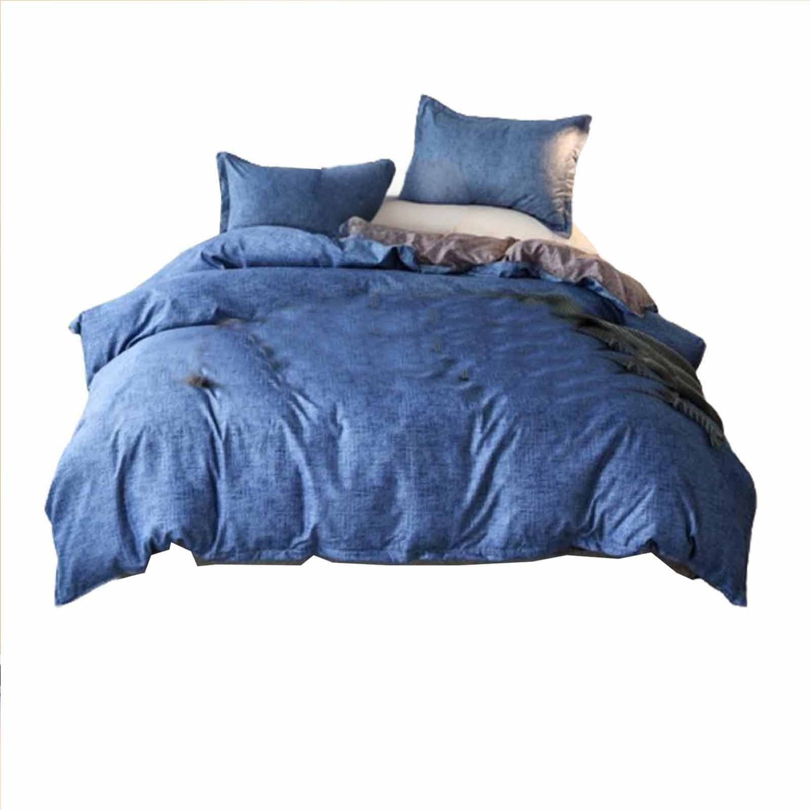Blue 3Pcs Bedding Set Polyester Plain Color Sheet And Pillowcases 59X78 ...
