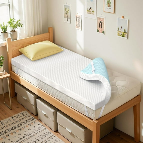 Blue 4 Inch Gel Infused Memory Foam Mattress Topper Certified Soft Bed ...