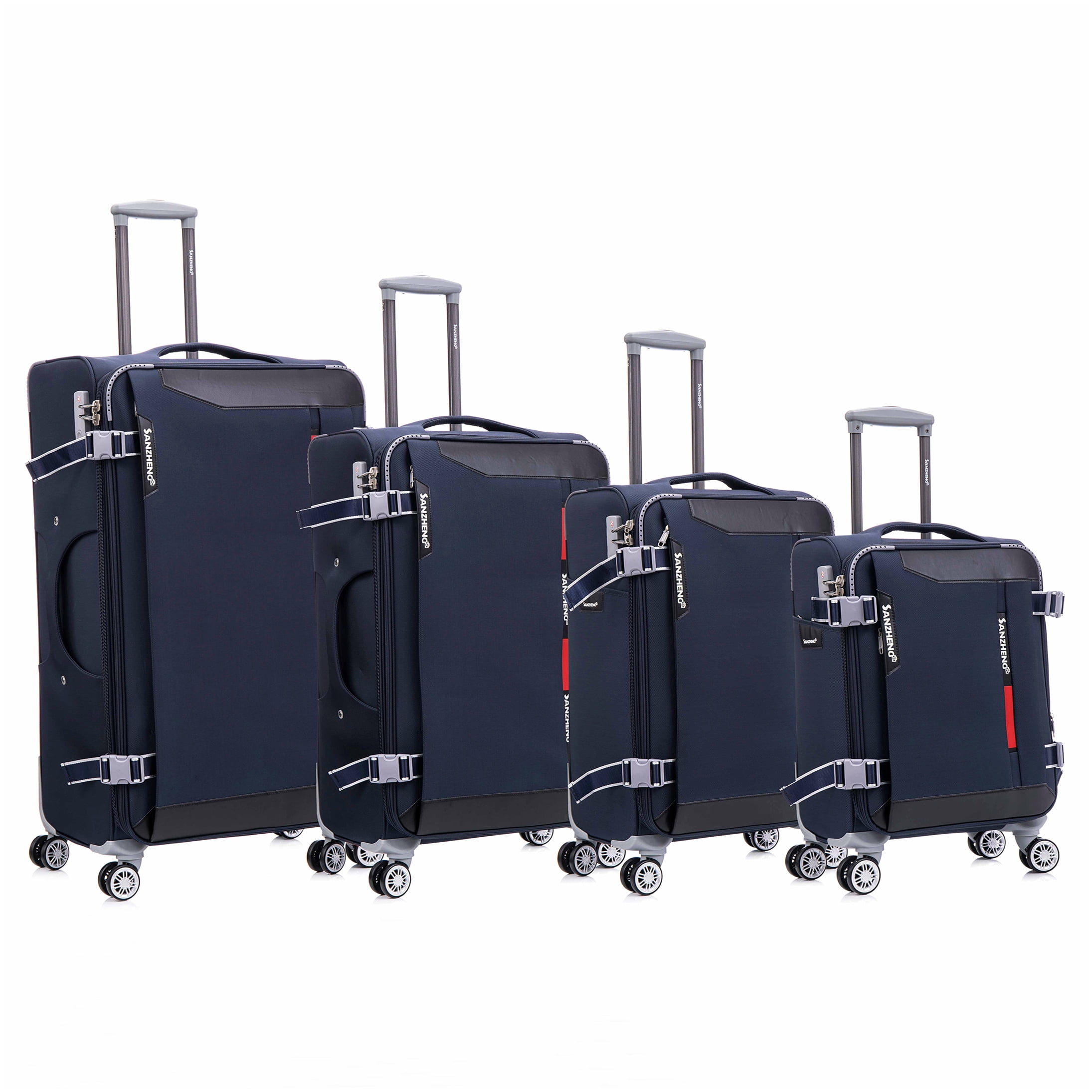 Blue 4-Piece Softside Expandable Luggage Set with 360° Spinner Wheels ...