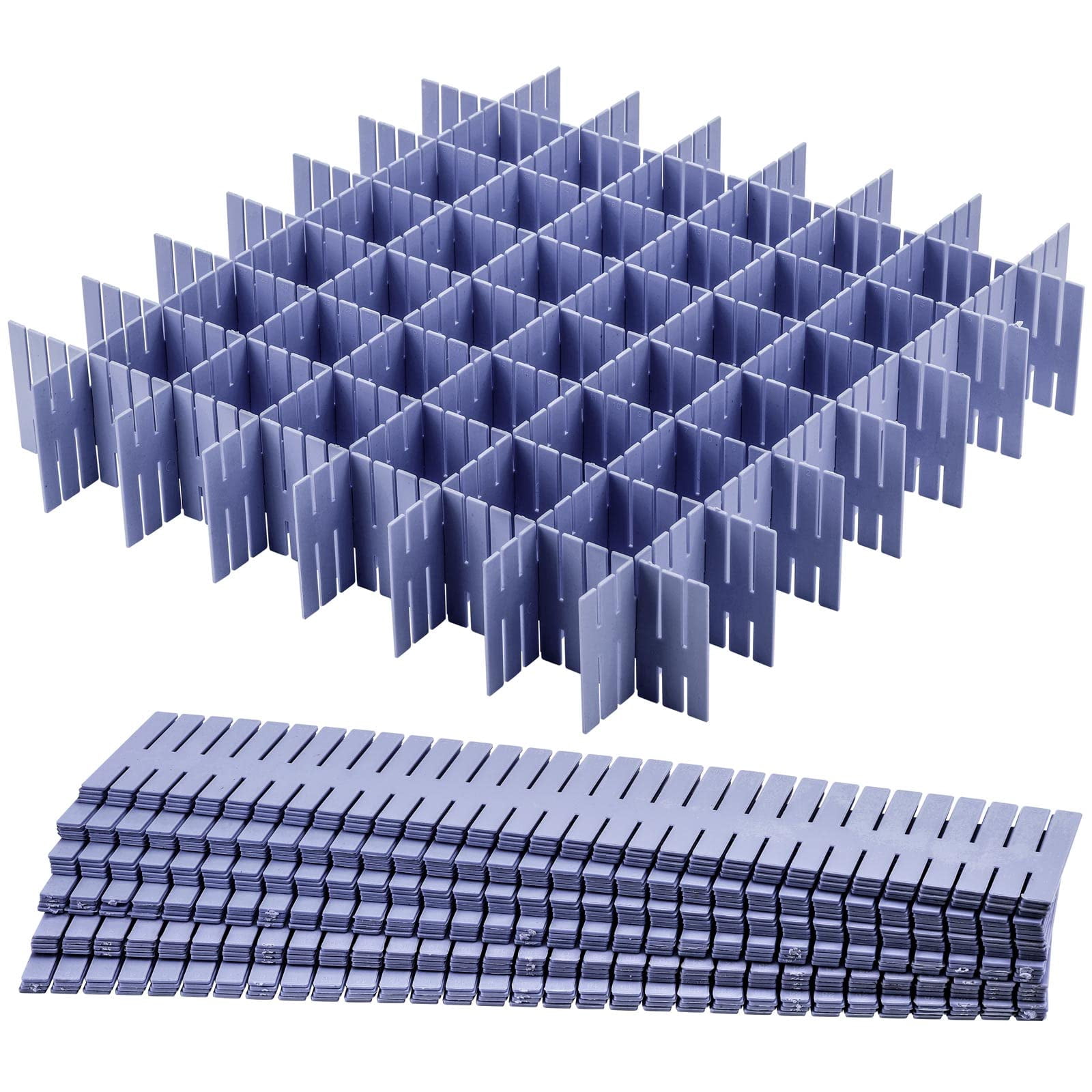 Blue 40-Grid Adjustable Drawer Dividers Storage Organizer for Bedroom ...