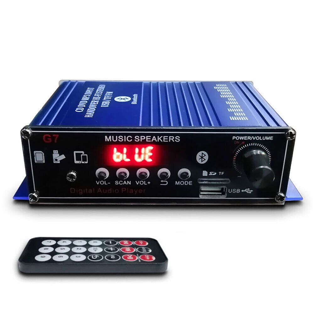 Blue 400W 2 Channel Bluetooth Mini HIFI Power Amplifier Audio Stereo ...