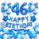Blue 46th Birthday Decoration Happy Birthday Banner Number 46 Balloons ...