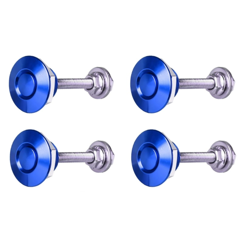 Blue-4pcs Aluminum Quick Release Push Button Kit for Car Front Bumper ...