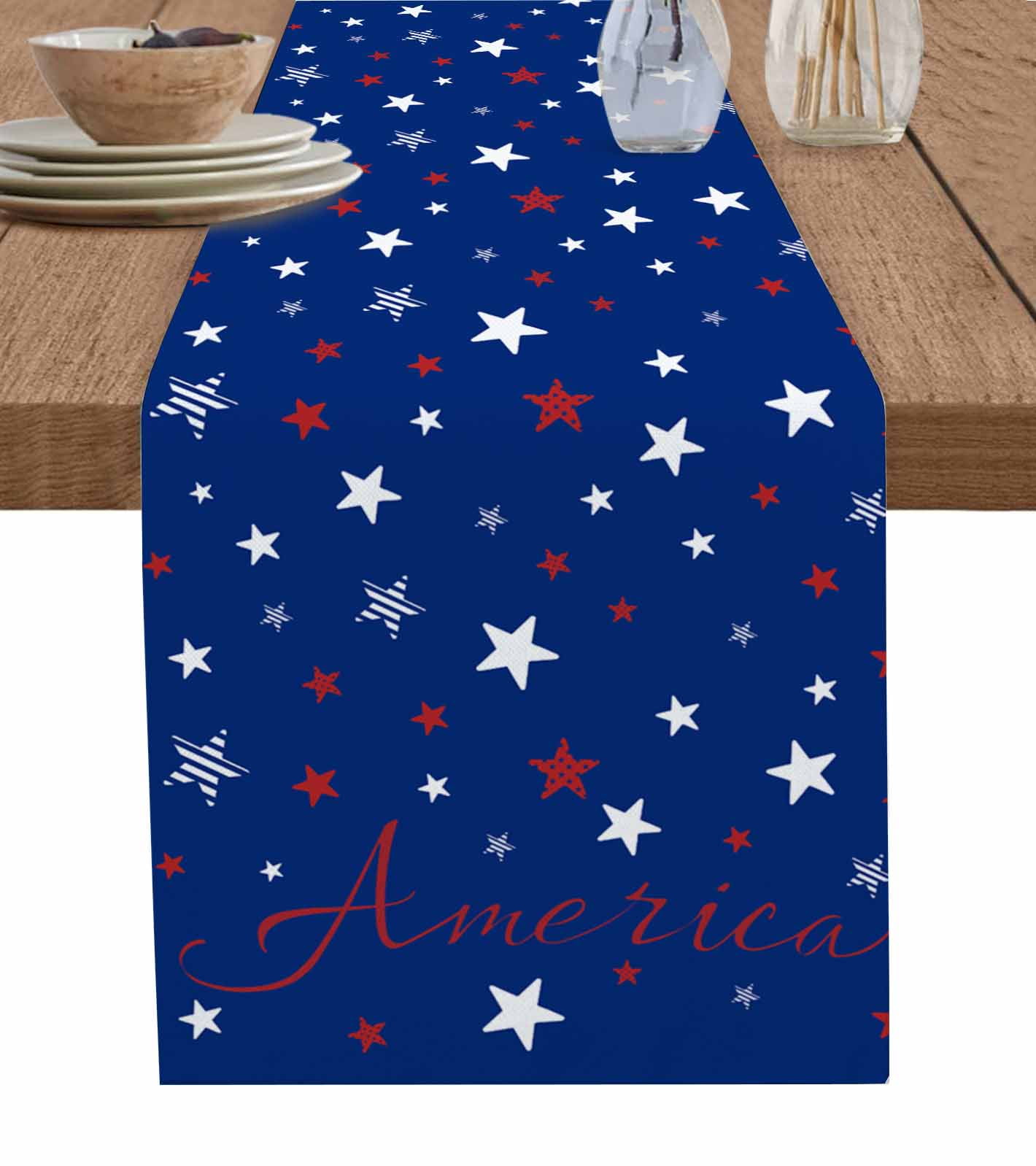 Blue 4th of July Table Runner 120 Inches, Independence Day American ...