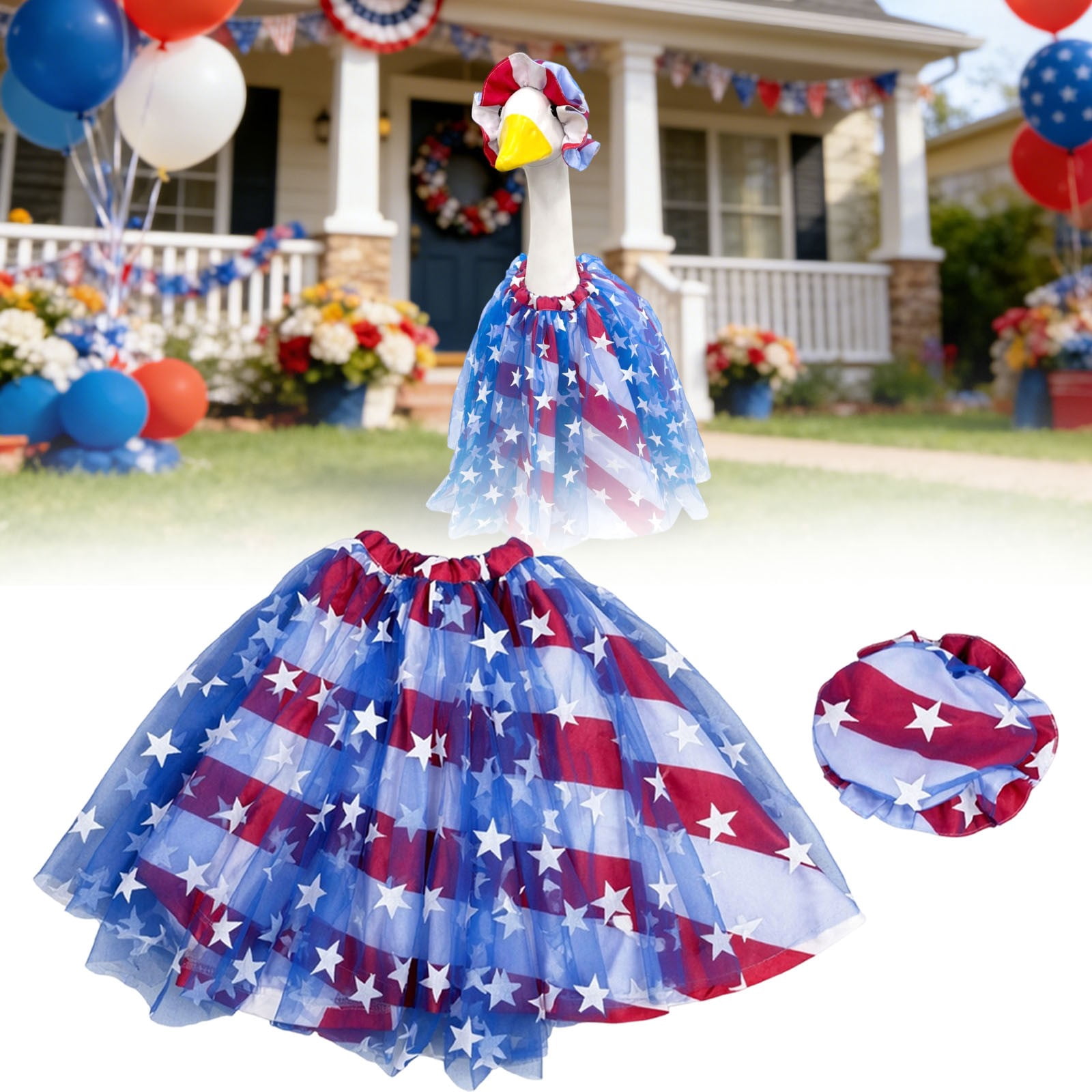 Blue 4th of July Patriotic Porch Goose Outfit – Tulle Skirt & Sun Hat ...