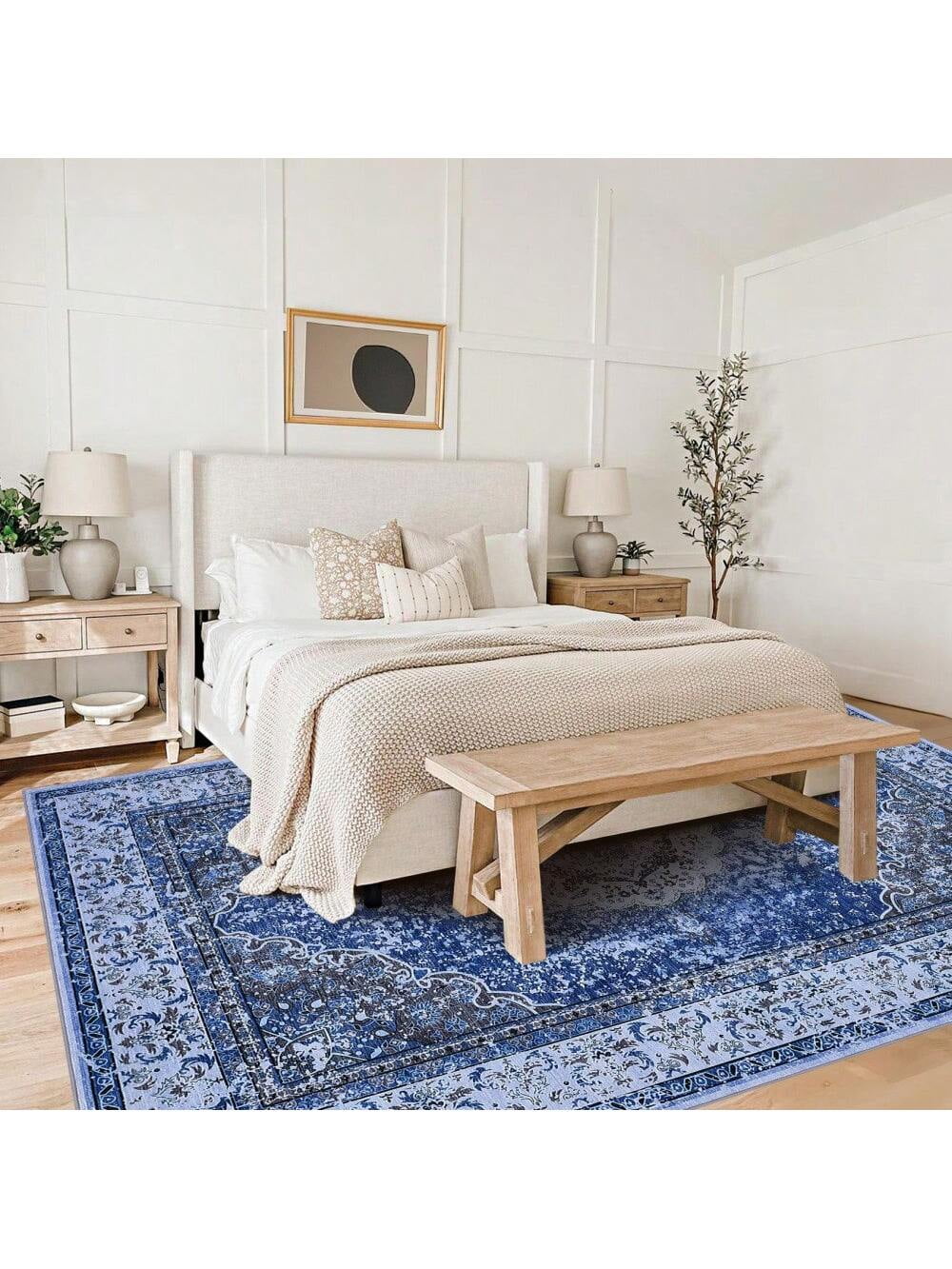 Blue-5*7 feet Short Pile Area Rugs For Living Room Carpets Boho ...