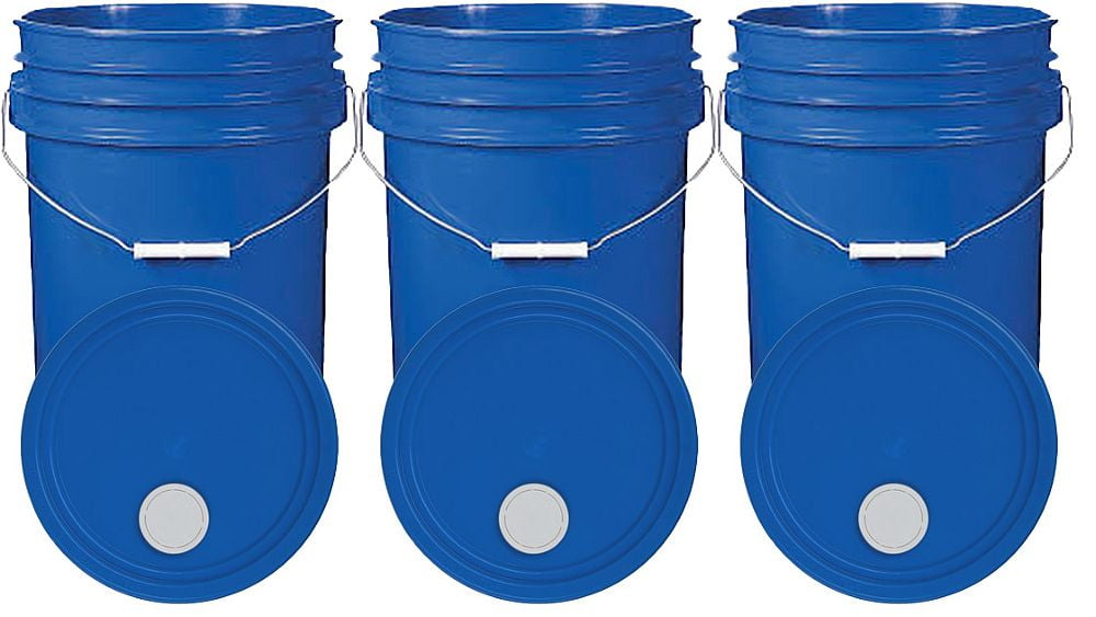 Blue 5 Gallon Buckets and Spout Lid Food Grade Combo 3 Pack - Walmart.com