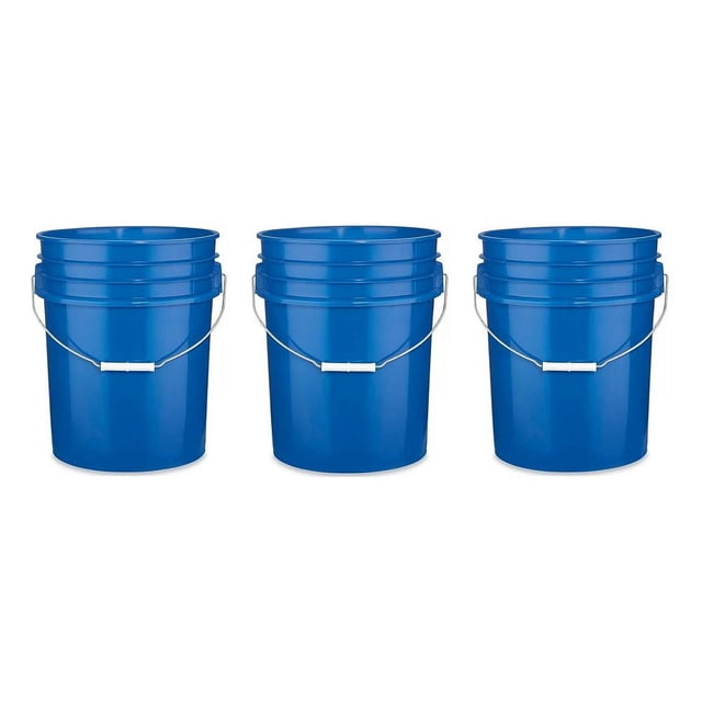 Blue 5 Gallon Heavy Duty Plastic Buckets 3-Pack | 90 Mil Food Grade ...