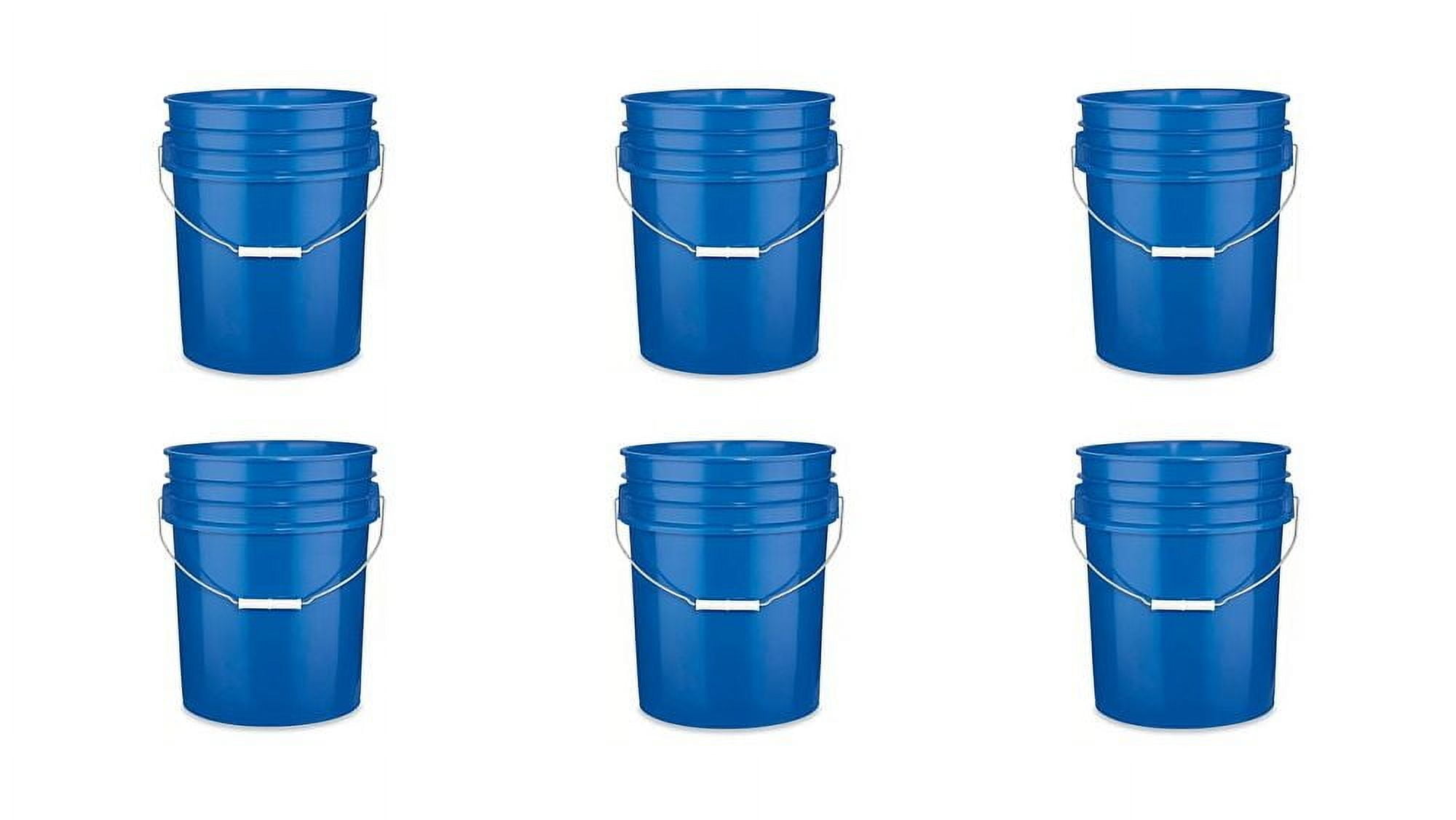 Blue 5 Gallon Heavy Duty Plastic Buckets 6-Pack | 90 Mil Food Grade ...