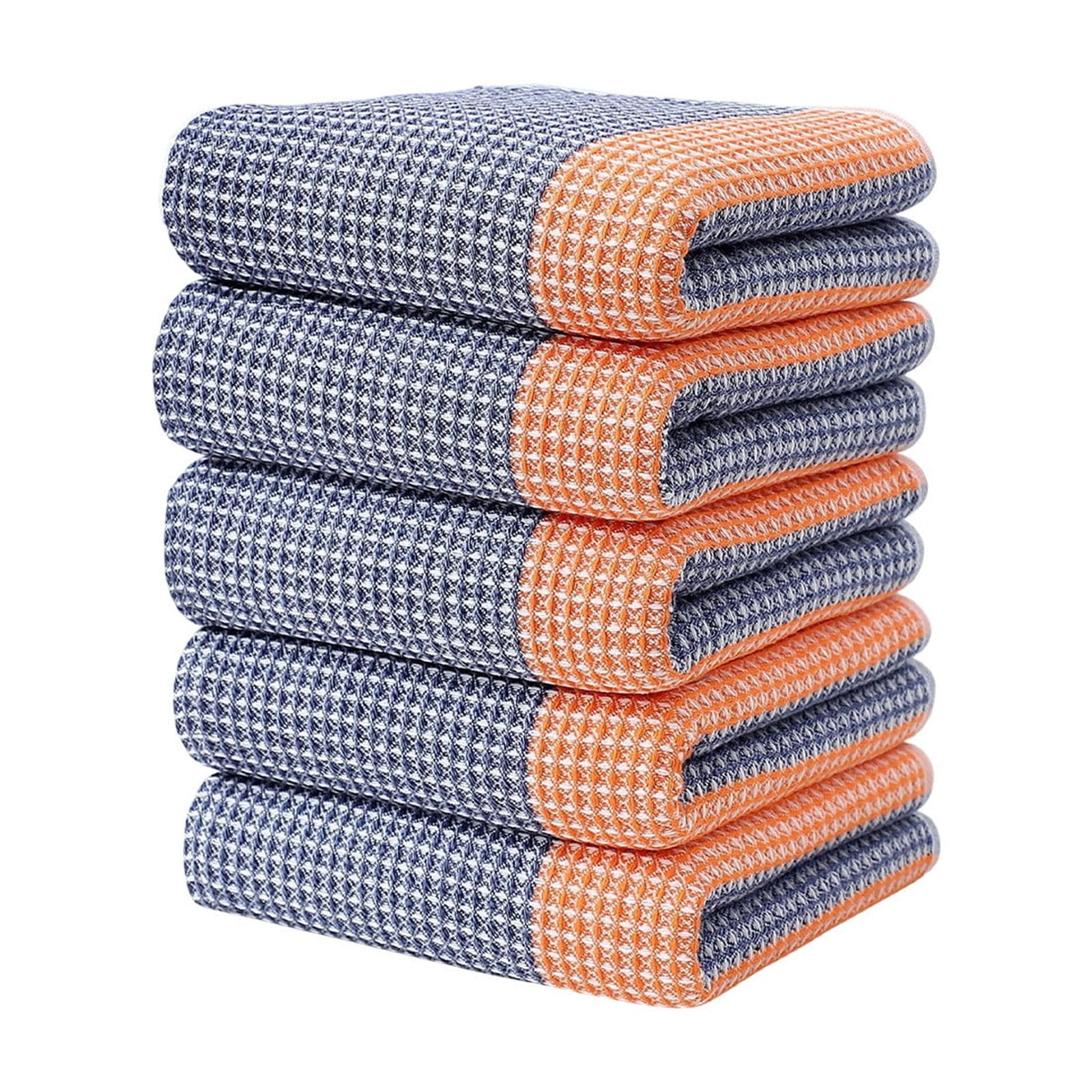 Blue 5 Pack Colorful Striped Waffle Towel Household Soft Absorbent ...