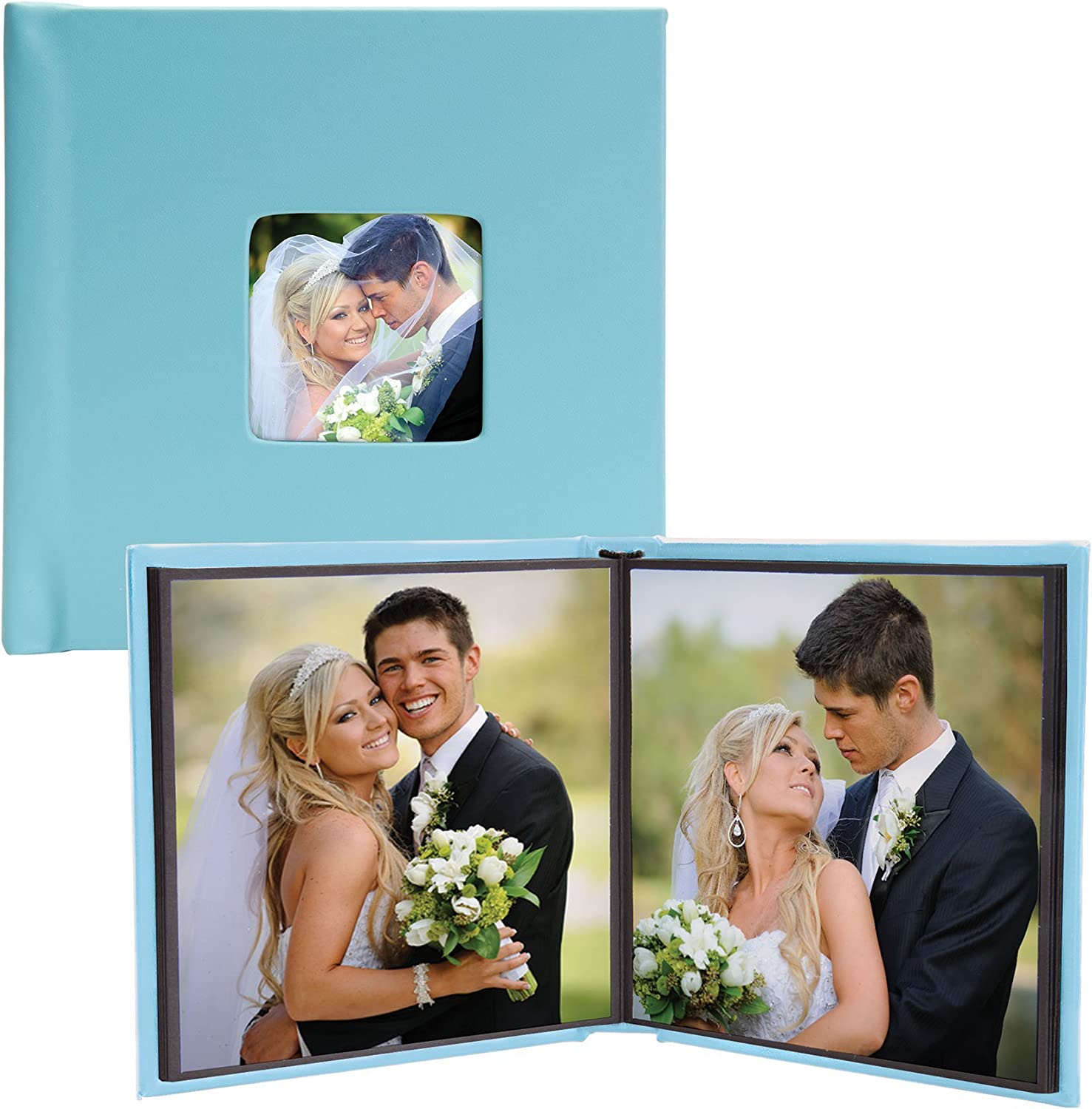 Blue 5" x 5" Square Self-Stick Photo Albums with Cameo Cover - Holds 10 ...