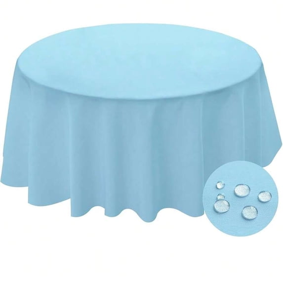 Blue 60 Inch Round Tablecloth, Washable Spillproof Polyester for Indoor ...