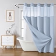 Blue 60"W x 74"L (Pack of 1) Waffle Weave No Hook Shower Curtain with ...