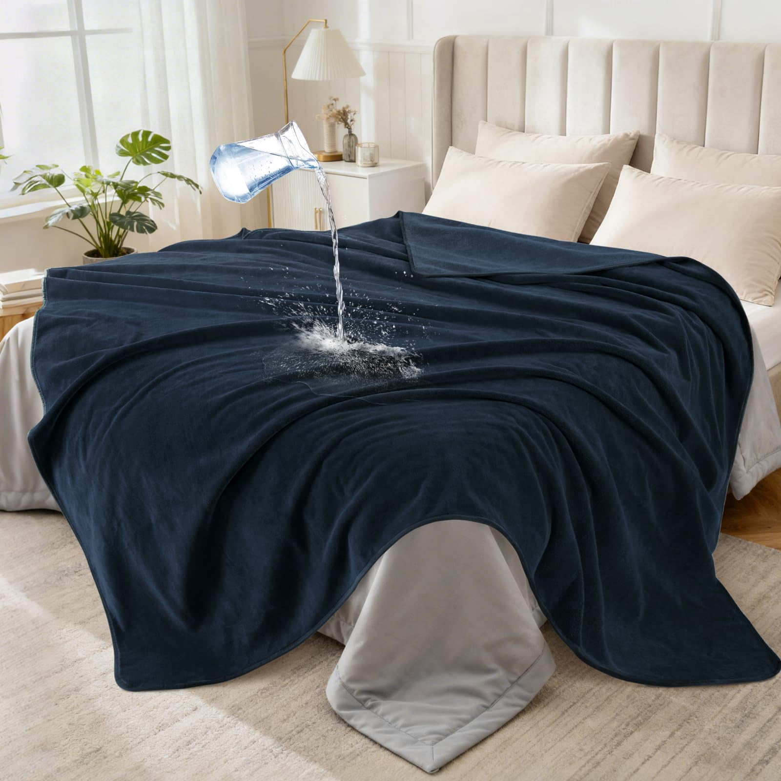 Blue 60" x 80" Pet-Friendly Waterproof Throw Blanket - Walmart.com