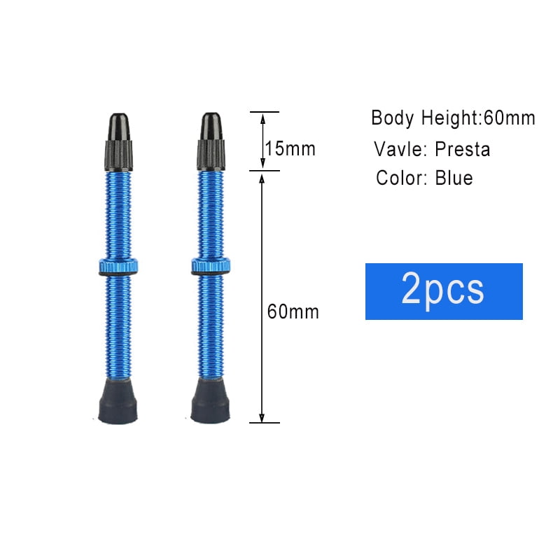 Blue 60mm-Presta Tubeless Air Valve for Road Bike and MTB, Brass and ...