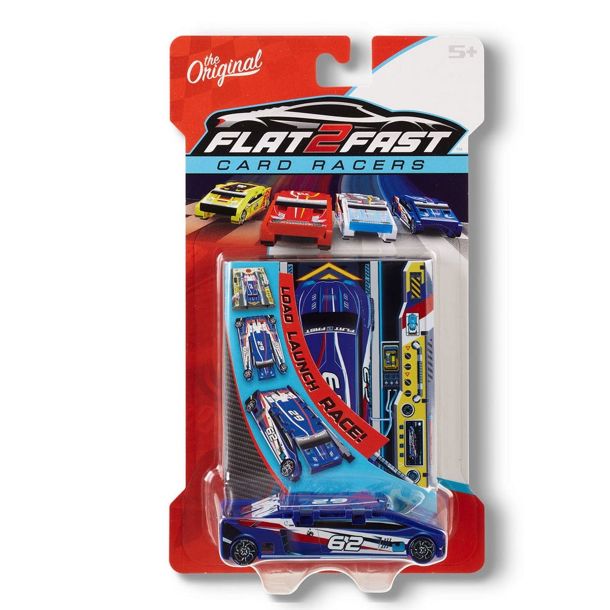 Flat 2 Fast Blue 62 Card Racer, Transforming Toy Car with Launcher ...