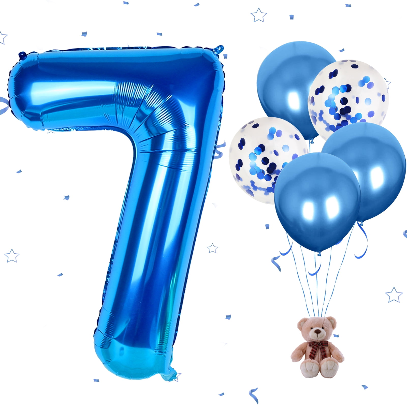 Blue 7 Balloons, Number 7 Balloons, 40Inch 7th Birthday Balloons Helium ...