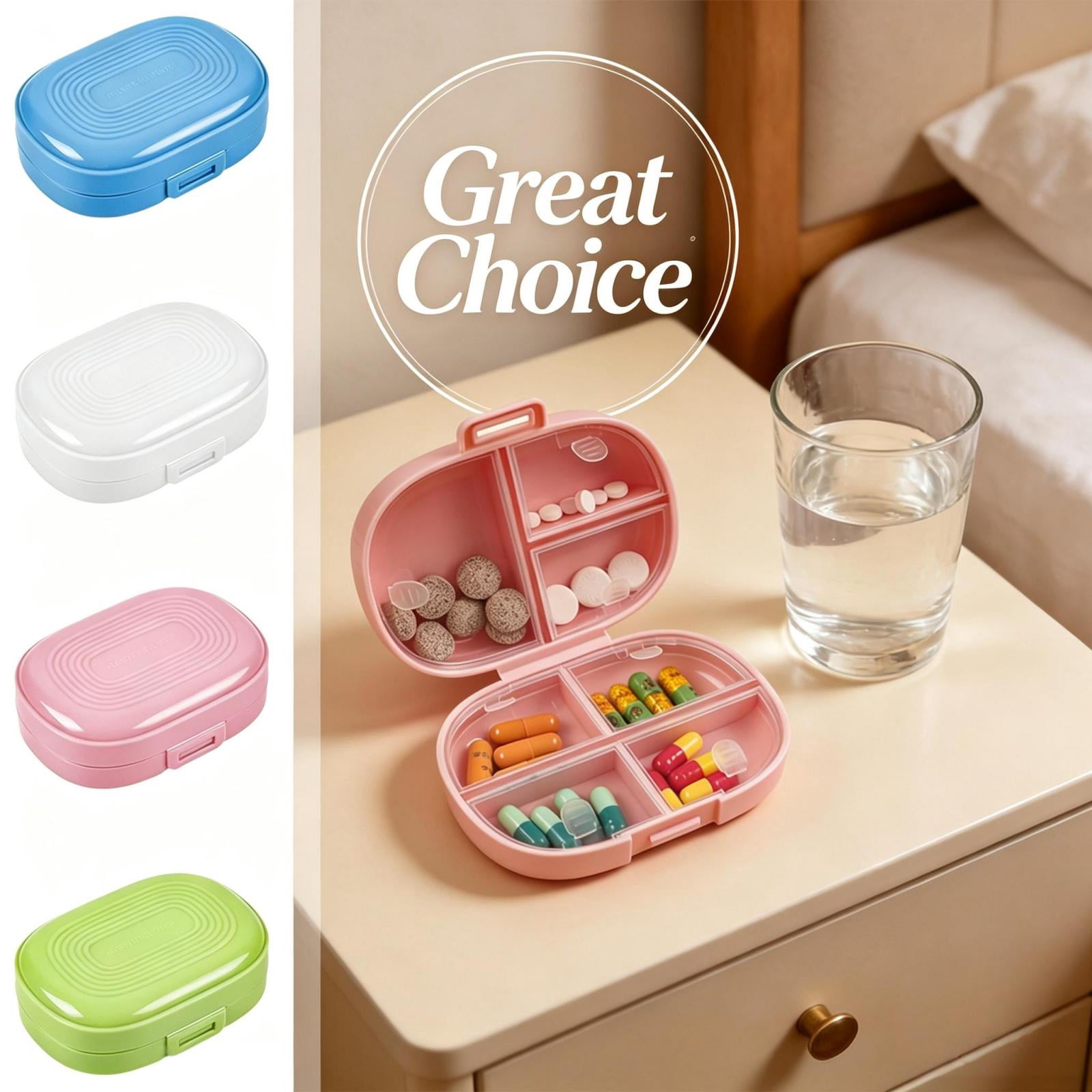 Blue 7-Compartment Pill Organizer, Airtight Semi-Transparent Portable ...