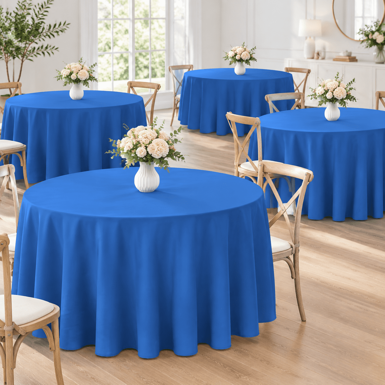 Blue 70 Inch Round 4 Pack Polyester Tablecloths For Wedding Dining ...