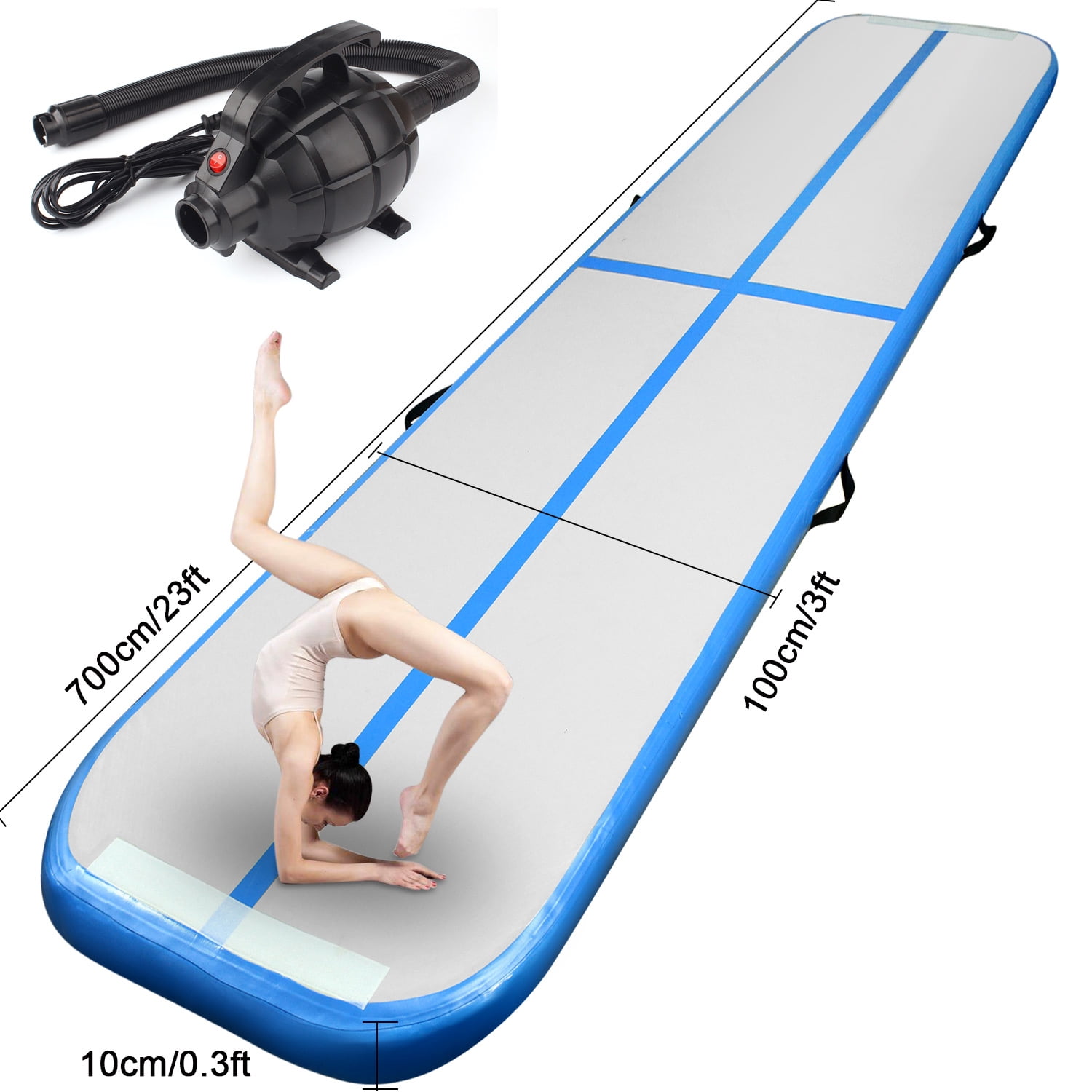 Blue 7m/23ft Inflatable Air Track Tumbling Gymnastic Mat Floor Home ...