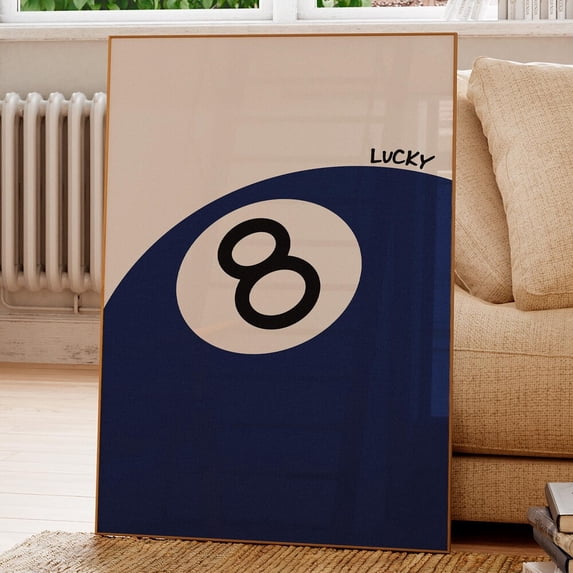 Blue 8 Ball Poster Lucky Wall Art Billiard Room Decor Home Decor Office ...