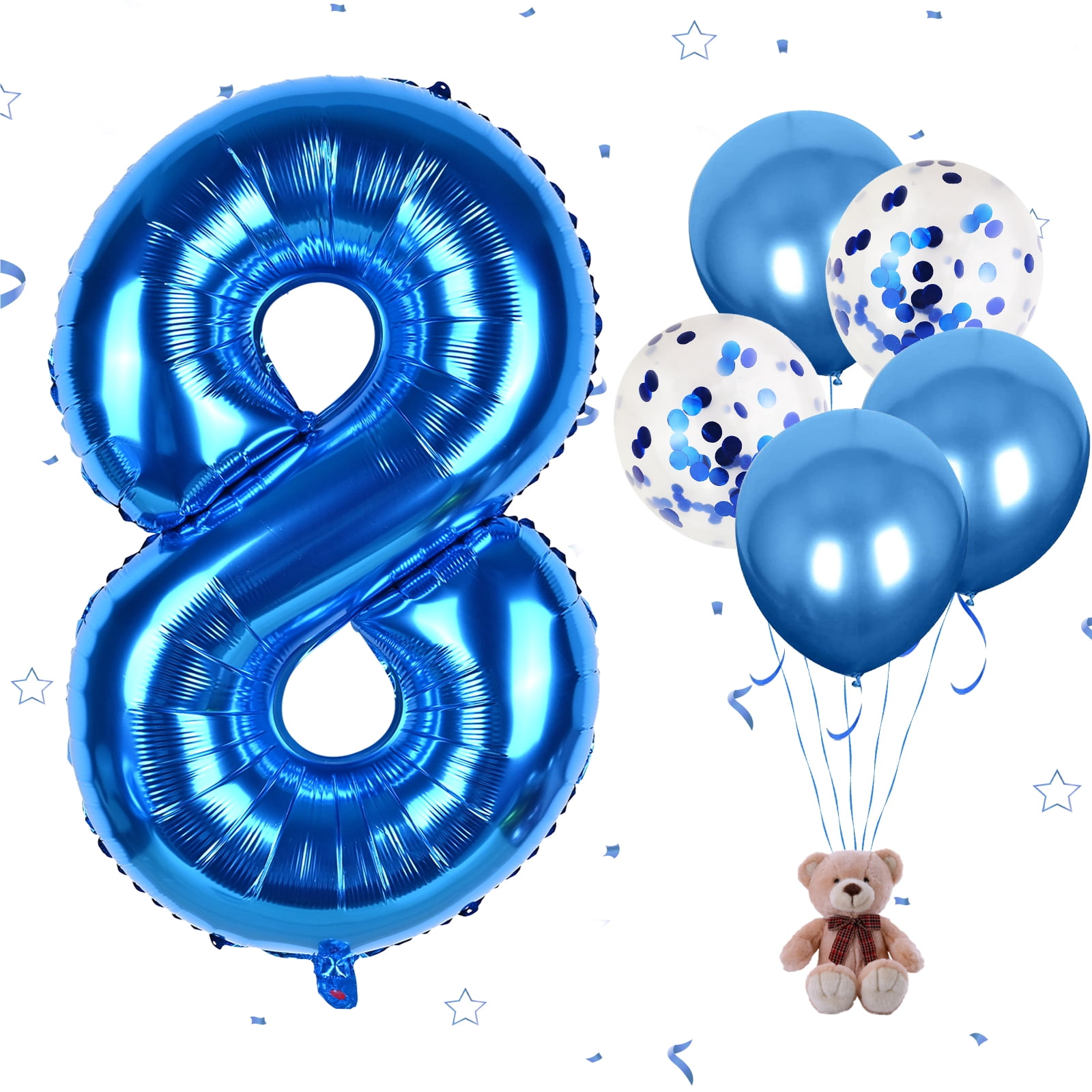 Blue 8 Balloons, Number 8 Balloons, 40Inch 8th Birthday Balloons Helium ...